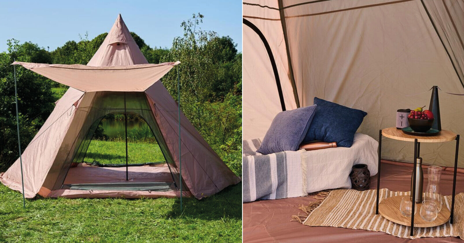 Deze roze 6-persoons glamping tipitent is dé Lowlands musthave van 2024 ...
